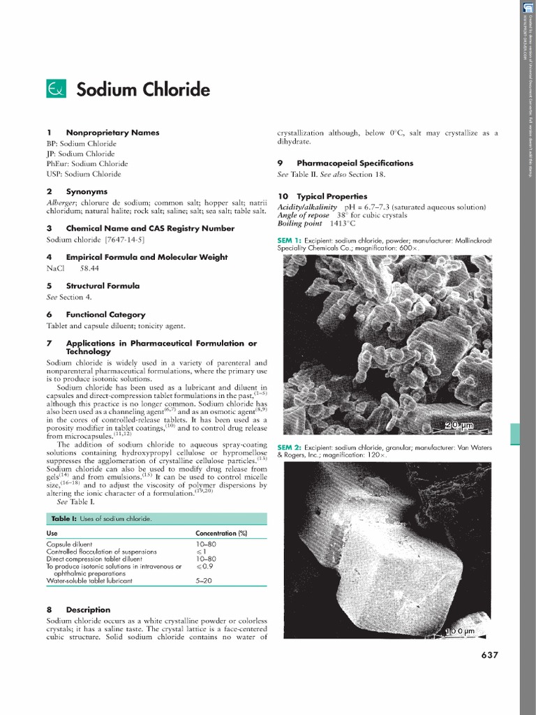 Sodium Chlorida | PDF