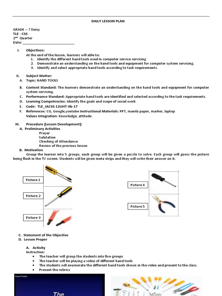 DLP in Css g-7 | PDF | Lesson Plan | Behavior Modification