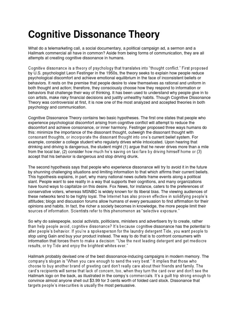 Understanding Cognitive Dissonance Theory | PDF | Persuasion | Thought