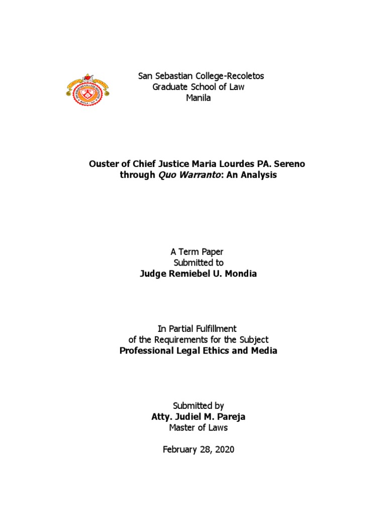 Final Term Paper - Title Page | PDF | Law