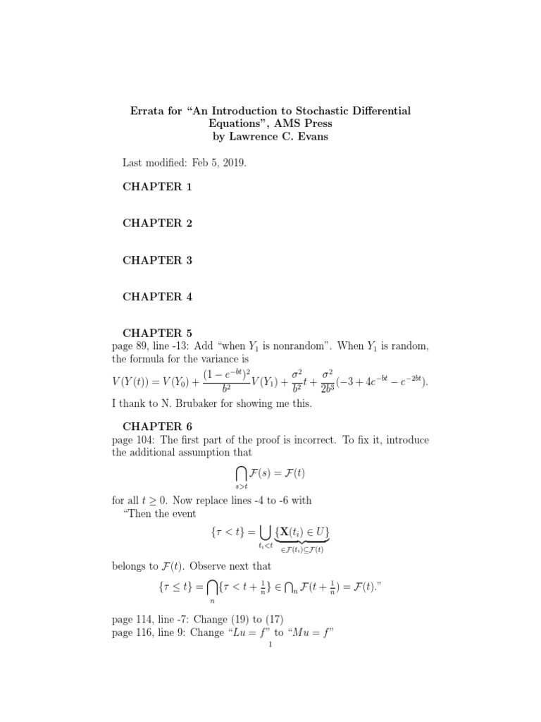 Errata SDE Book | PDF