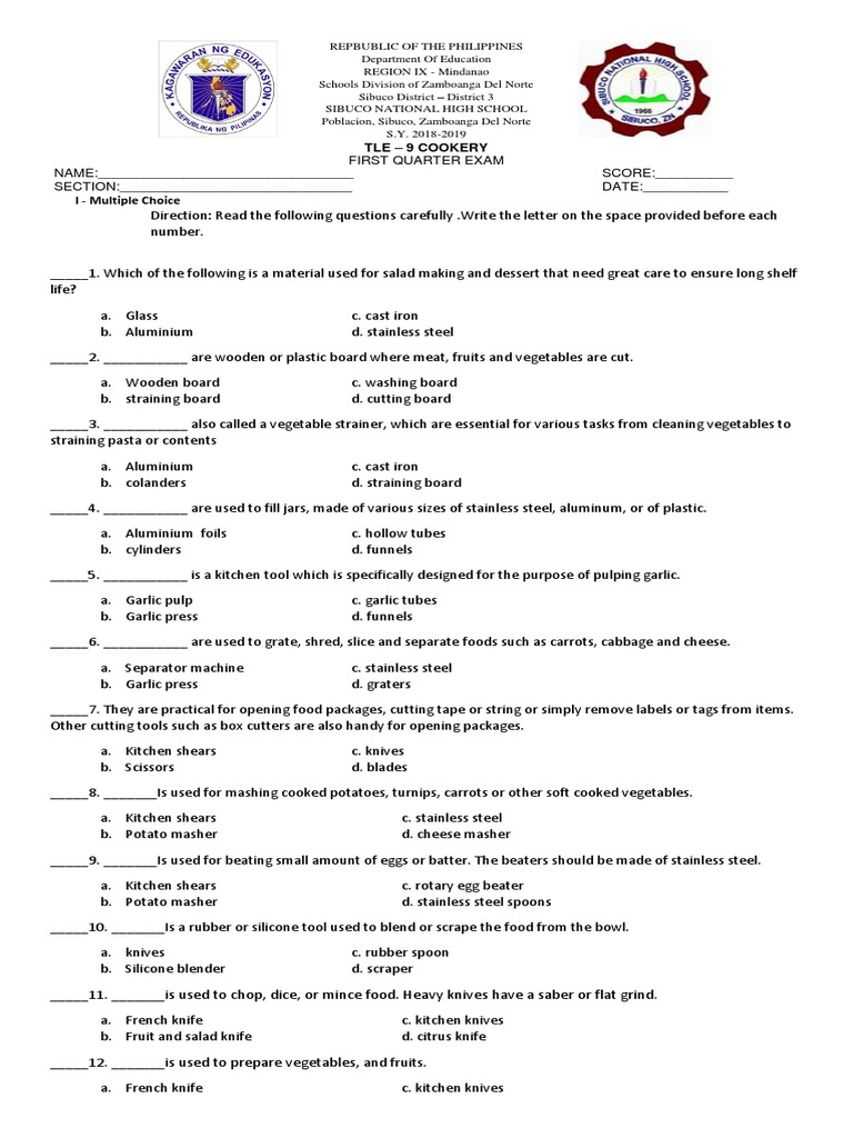 Tle G9 Q1-Qe | Download Free PDF | Knife | Hors D'oeuvre