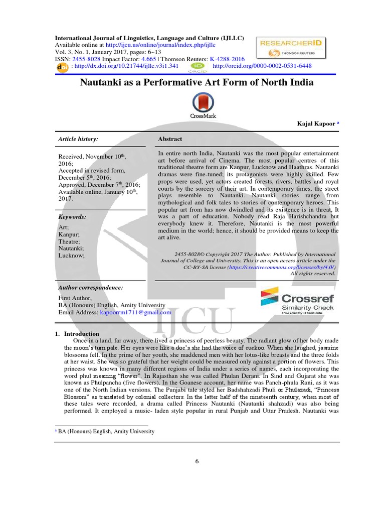 Nautanki As A Performative Art Form of North India | PDF | Singing | Poetry