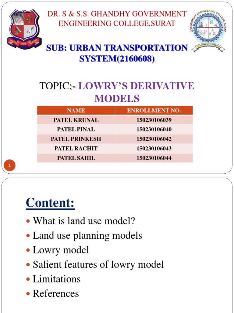 Uts PPT (39 To 44) (Lowry's Derivative Models) | PDF | Business