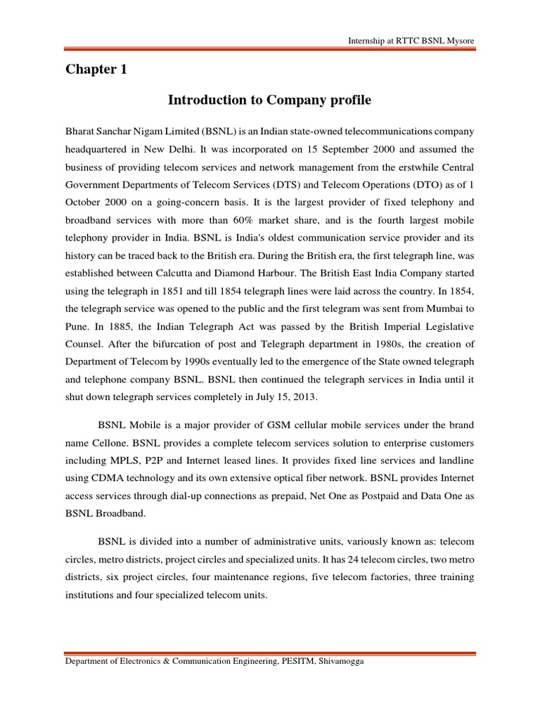 Internship Report of BSNL | PDF