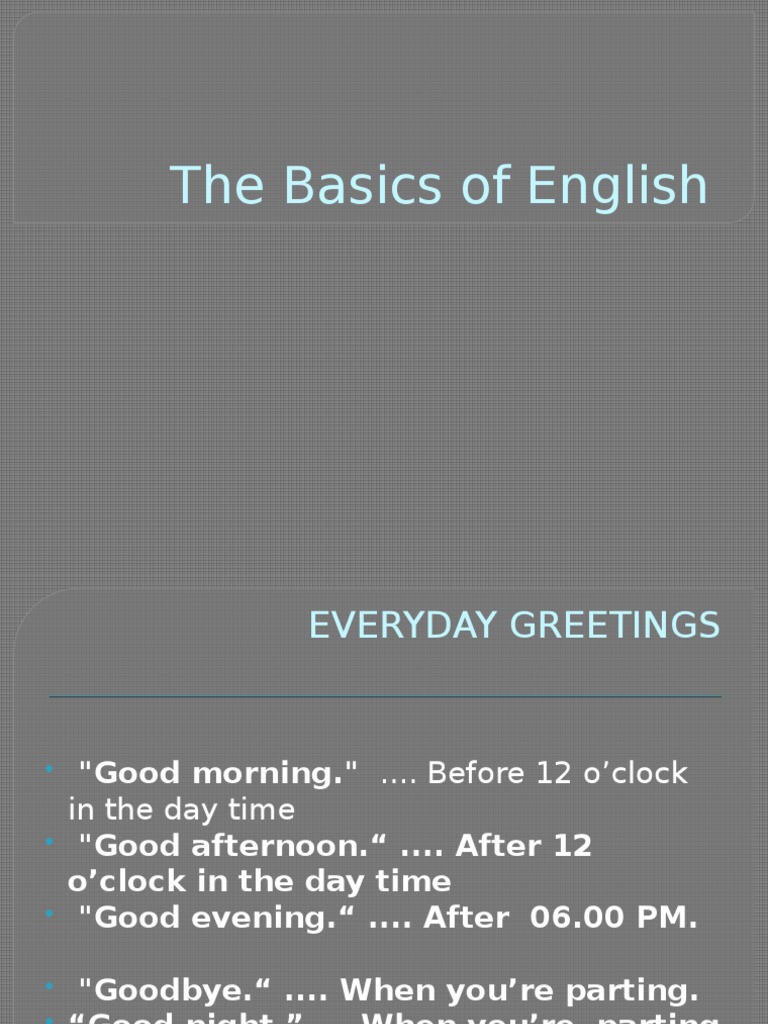 The Basics of English | PDF | Verb | Adjective