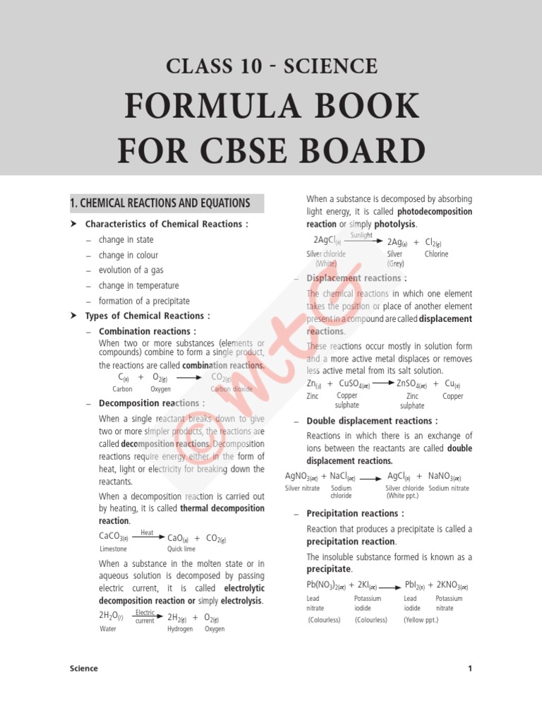 Science Formula Class 10 PDF | PDF | Central Nervous System | Oxide