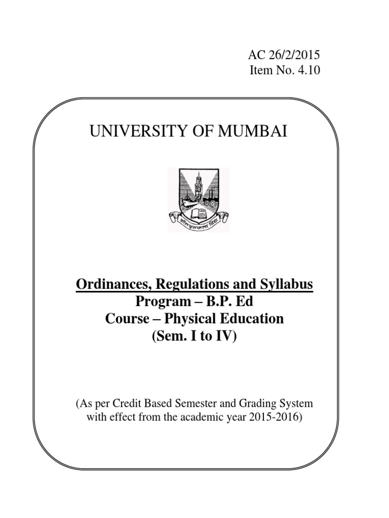 B.P. Ed Program Syllabus Overview | PDF | Physical Education | Test ...