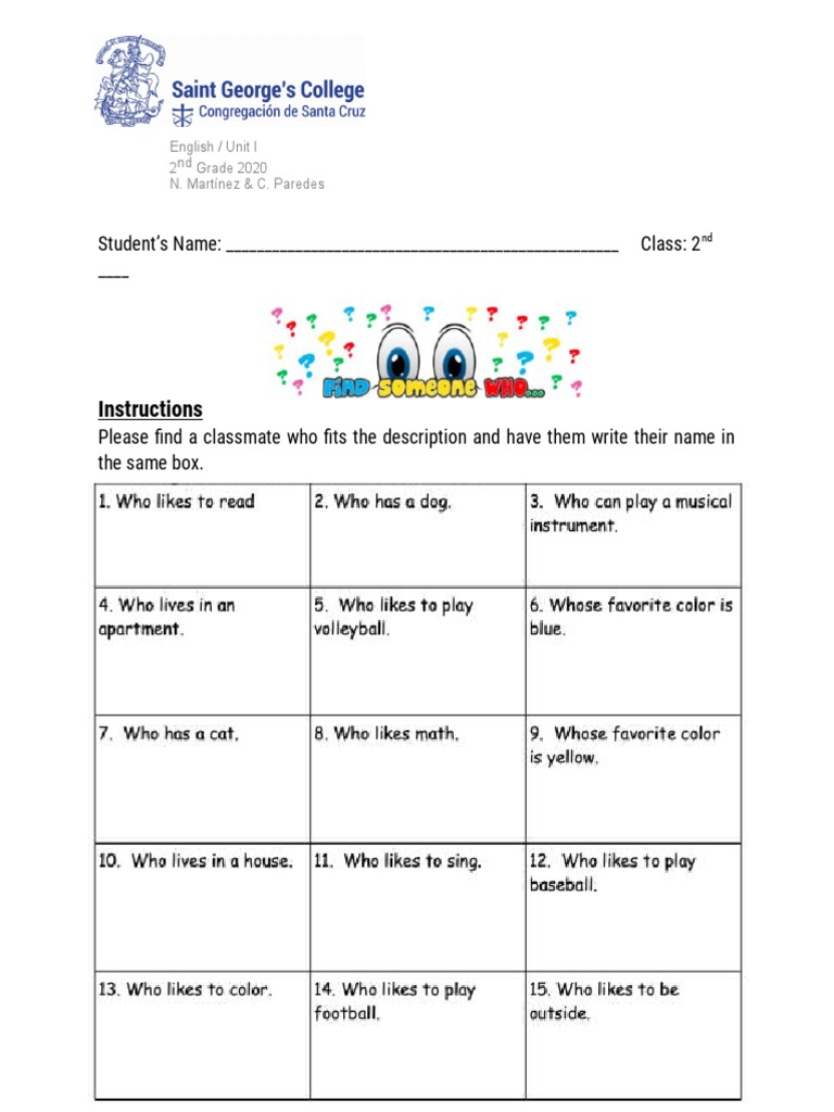 Grade 2, First Day Activities.docx