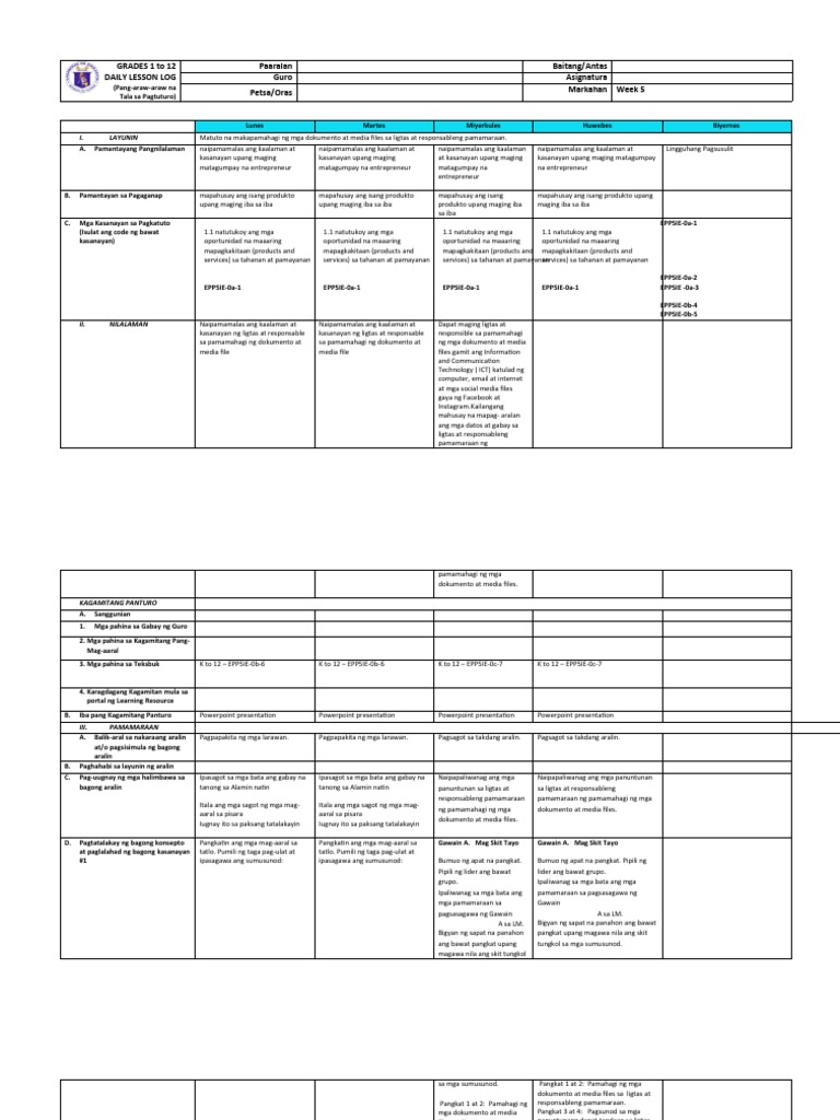 G5 DLL Q1 Week 5 Epp Ict | PDF
