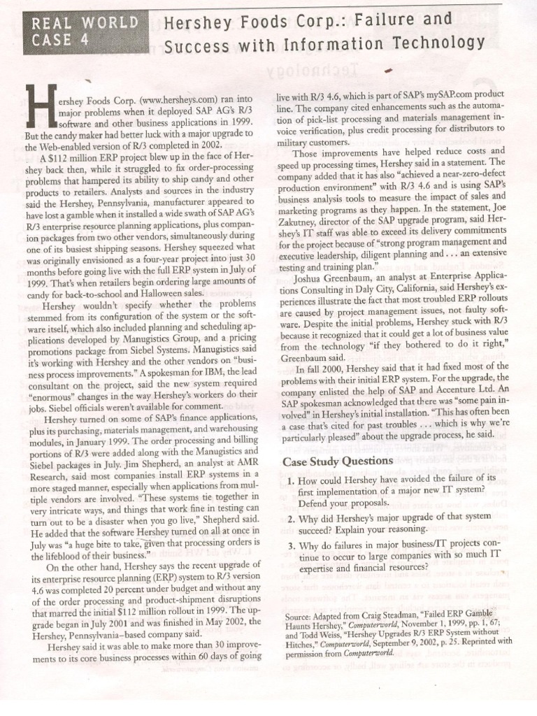Case Study Hershey Foods | PDF