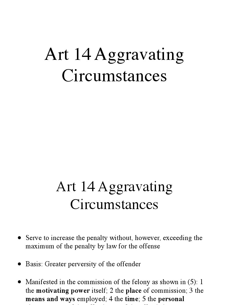 Art 14 Aggravating | PDF | Murder | Crime & Violence