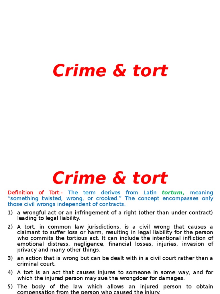 Crime and Tort | PDF | Mens Rea | Tort