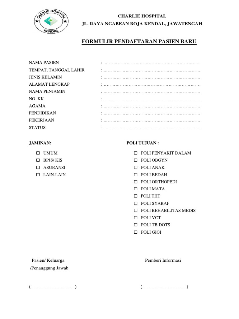 Formulir Pendaftaran Pasien Baru | PDF