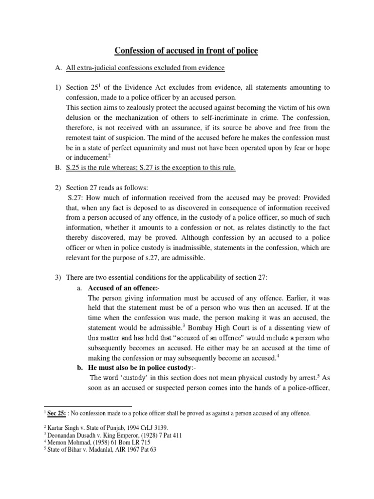 Confession of Accused in Front of Police | PDF | Confession (Law) | Arrest