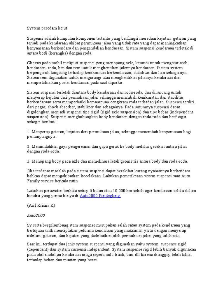 System Peredam Kejut | PDF