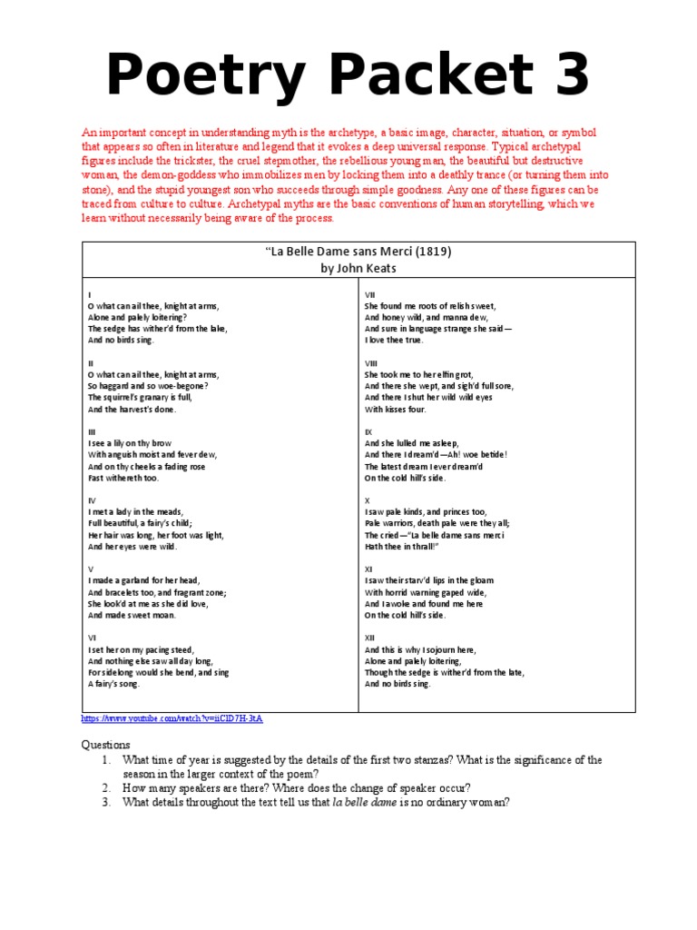 Poetry Packet 3 | PDF | Art | Poetry