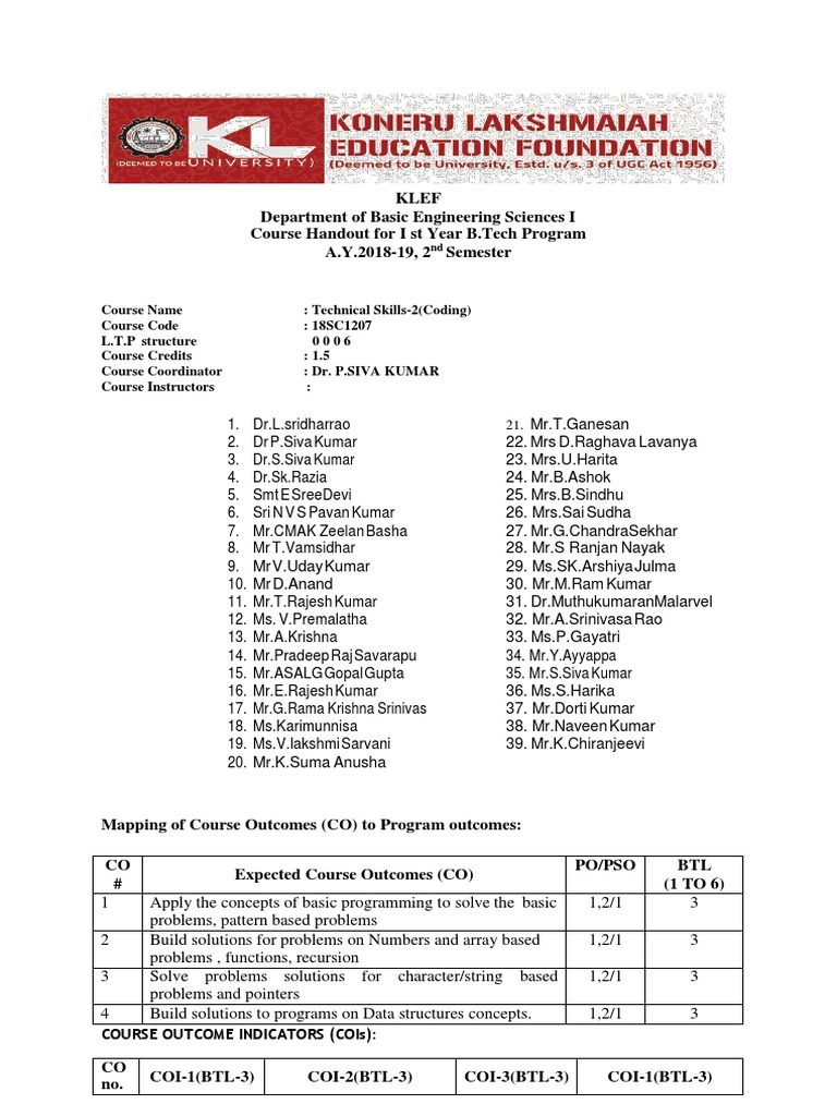 Revised Technical Skills 2 Course Handout | PDF | Parameter (Computer ...