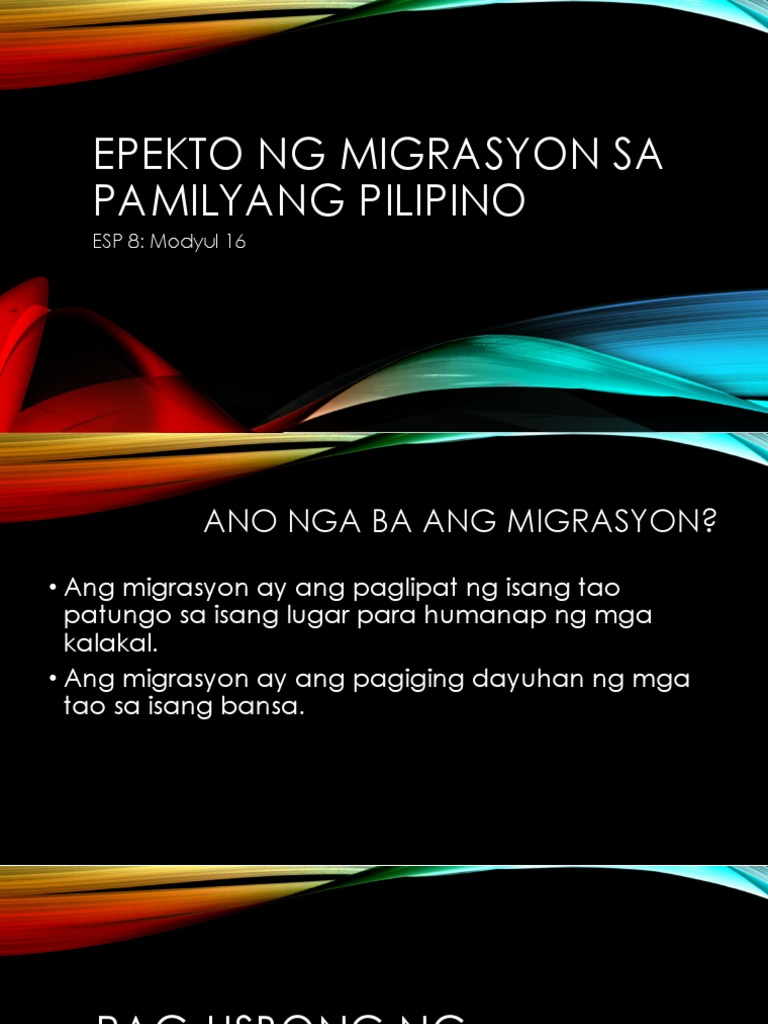 Epekto NG Migrasyon Sa Pamilyang Pilipino | PDF