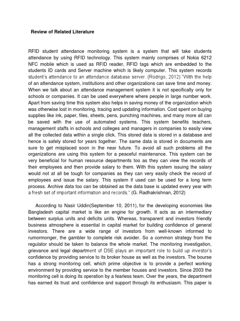 RFID Attendance Monitoring Systems Review | PDF | Stock Market | Radio ...