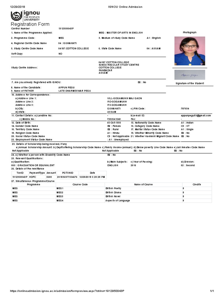 IGNOU Online AdmissionAPPUN PDF | PDF
