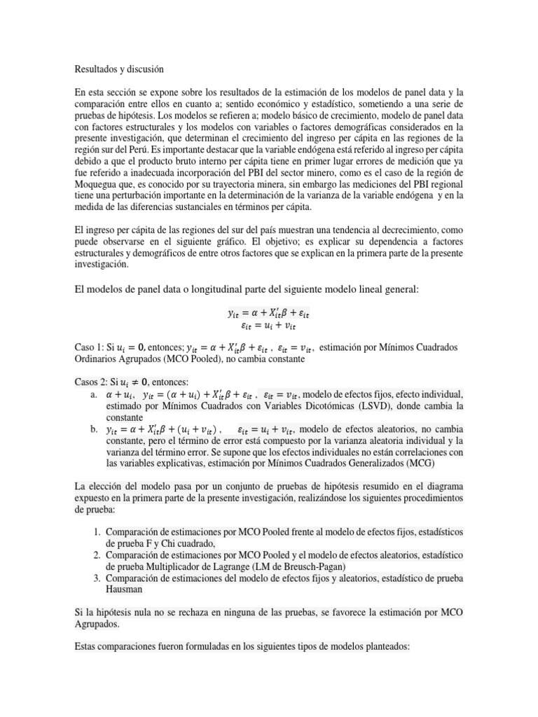 Resultados y Discusión Tesis Veronica | PDF | Modelo de efectos fijos ...