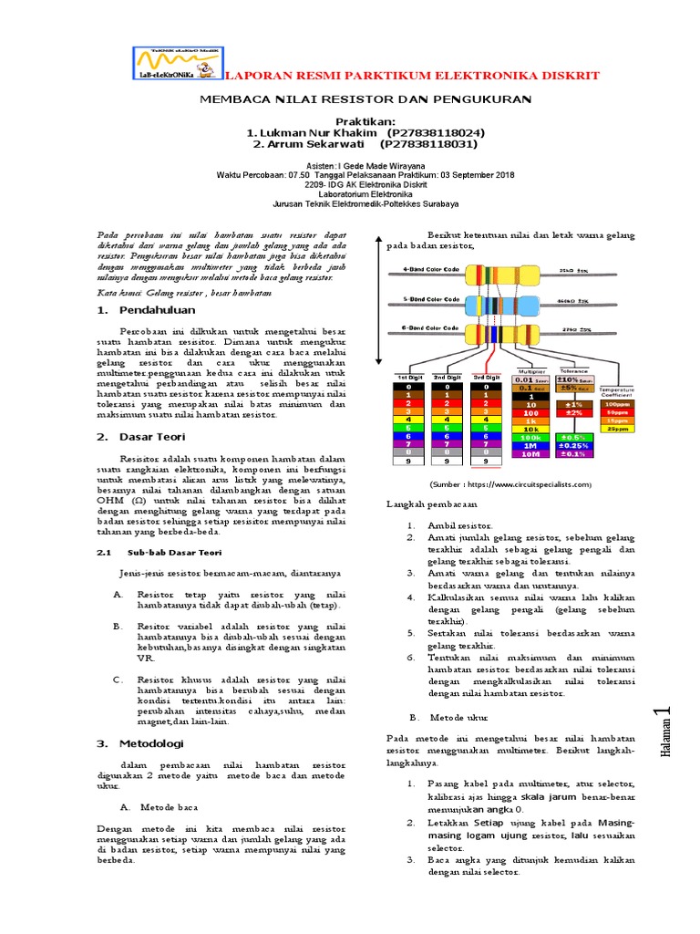 Pengukuran Nilai Hambatan Resistor | PDF