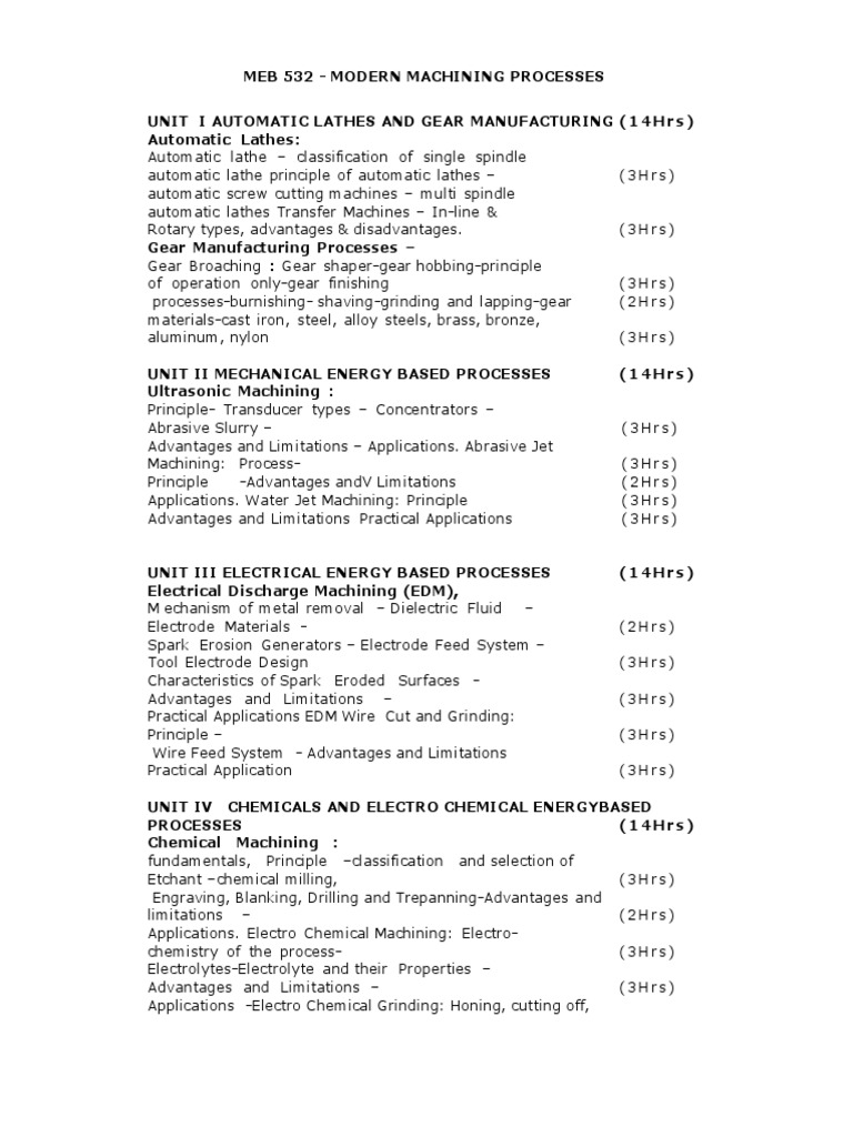An Overview of Modern Machining Processes and Technologies | PDF ...