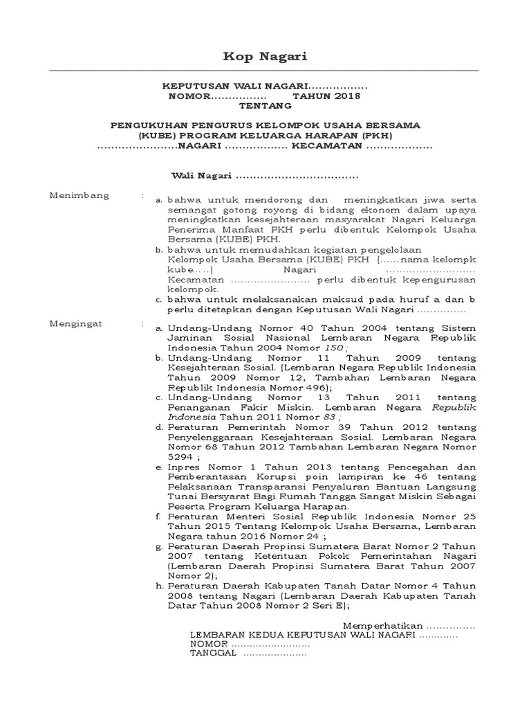 Contoh SK KUBE PKH | PDF