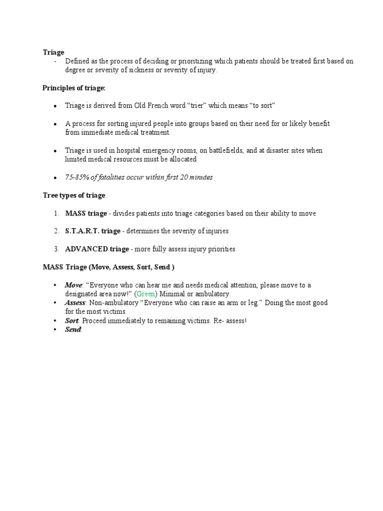 Triage Notes | PDF | Emergency Department | Public Safety