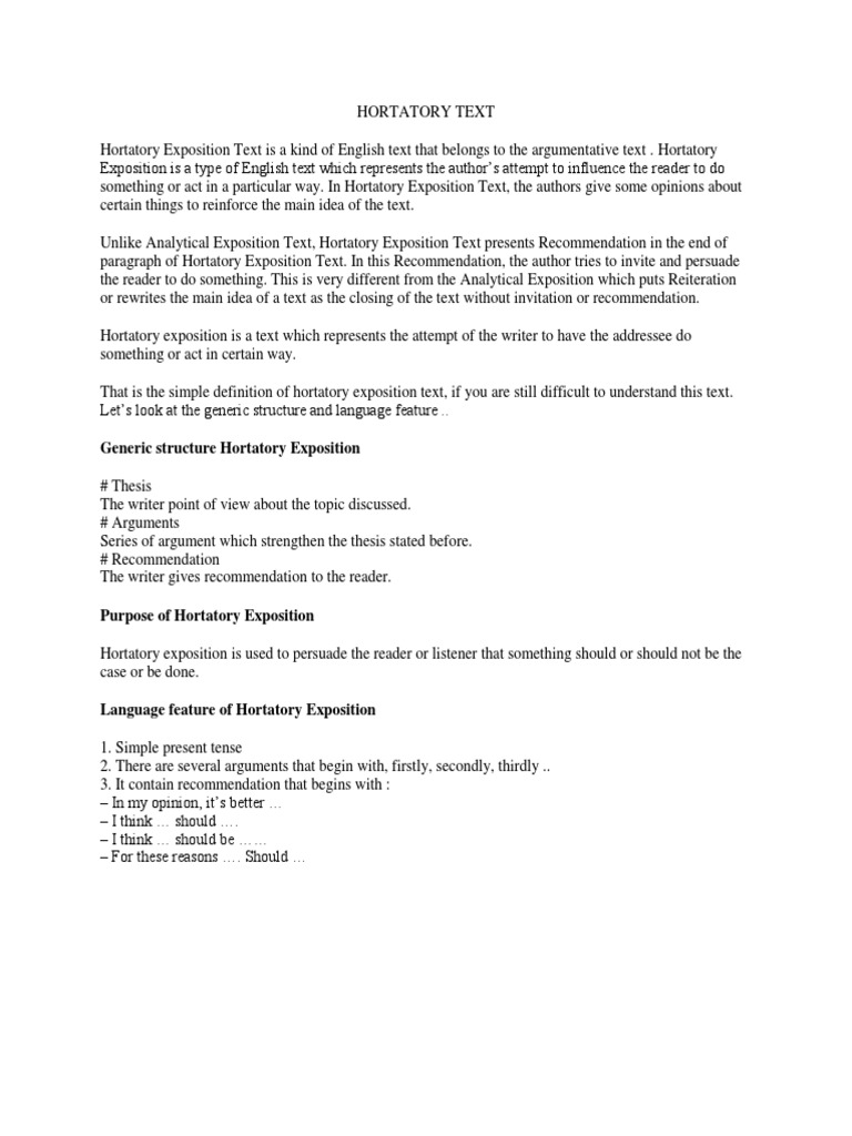 Hortatory & Analytical Text | PDF | Essays | Argument