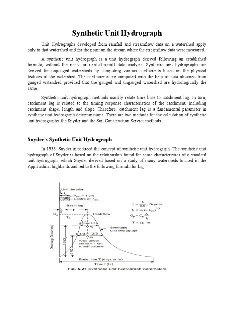 Synthetic Unit Hydrograph | PDF | Drainage Basin | Hydrology