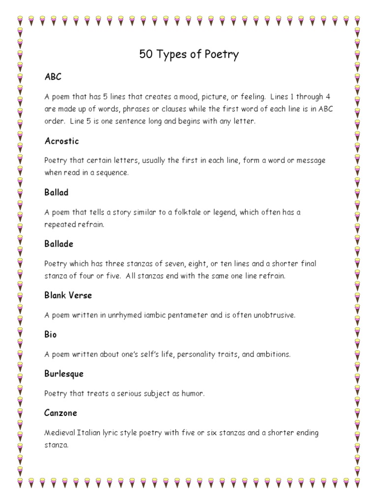 Types of Poetry PDF | PDF | Sonnets | Poetry