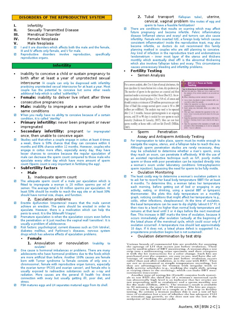 Disorders of The Reproductive System | PDF | Infertility | Polycystic ...