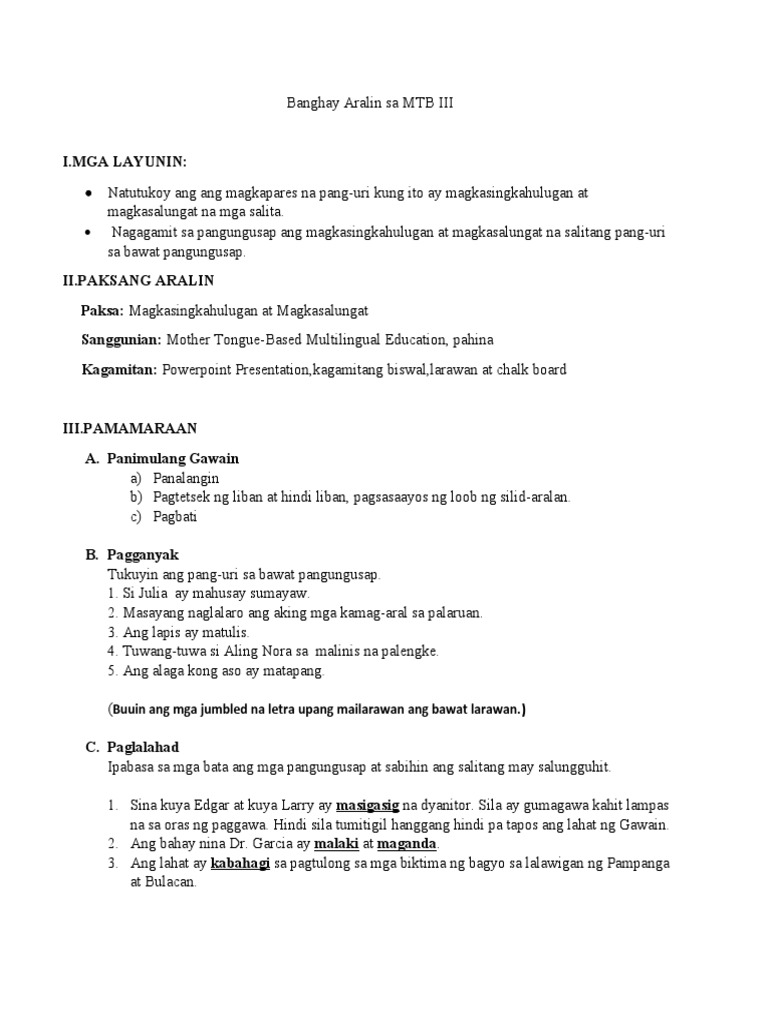 Detailed Lesson Plan in MTB 3 Q4 | PDF
