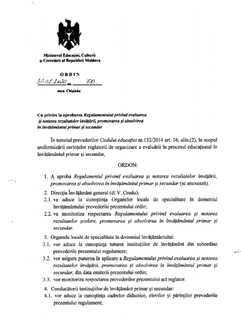 Ordin Modificare Regulament Evaluare PDF | PDF