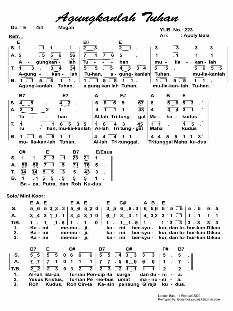Kemuliaan (Agungkanlah Tuhan) | PDF