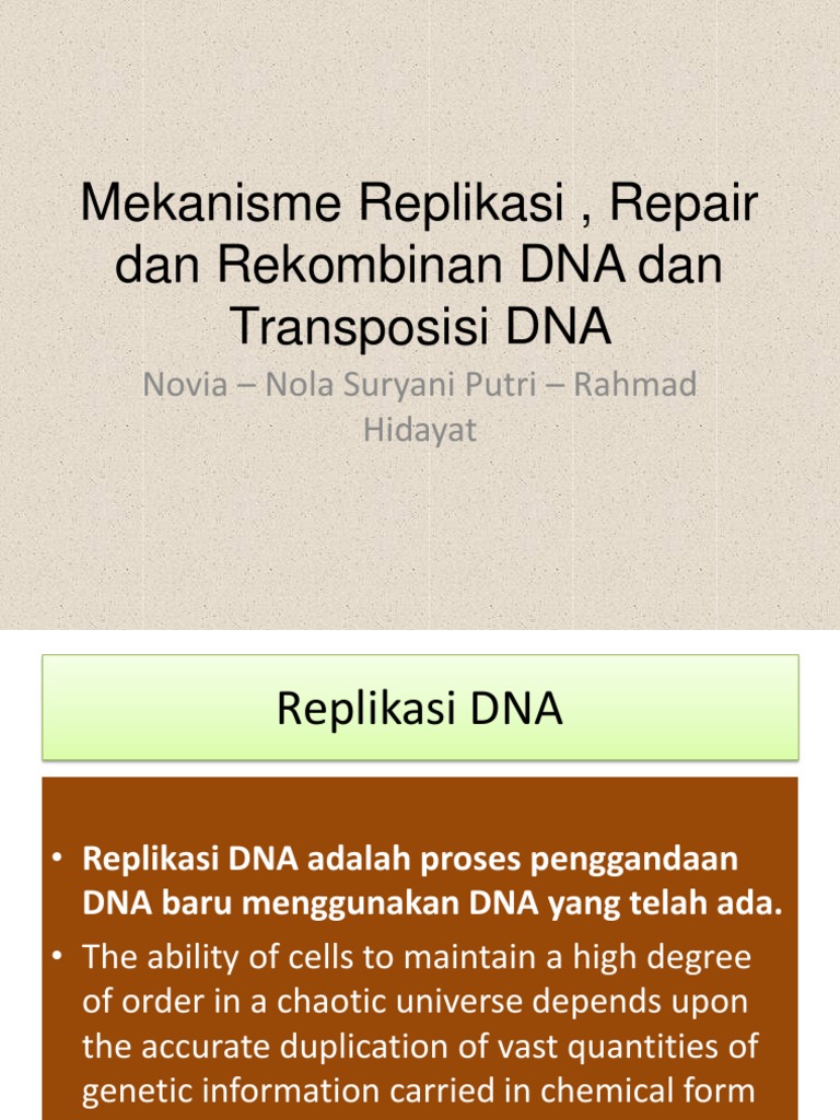 Mekanisme Replikasi, Repair DNA Dan Rekombinan DNA | PDF | Dna Repair ...