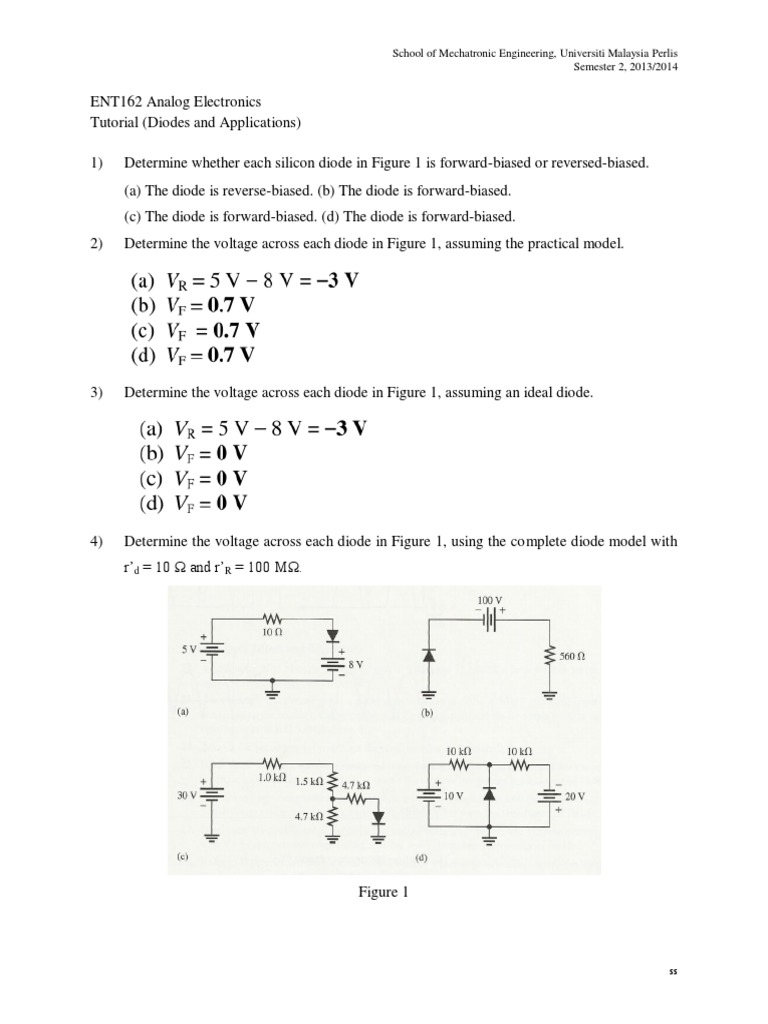 Tutorial CH 2 Solution | PDF | Diode | Rectifier