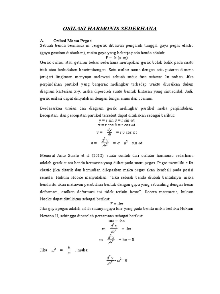 Resume 1 (Osilasi Harmonis Sederhana) | PDF