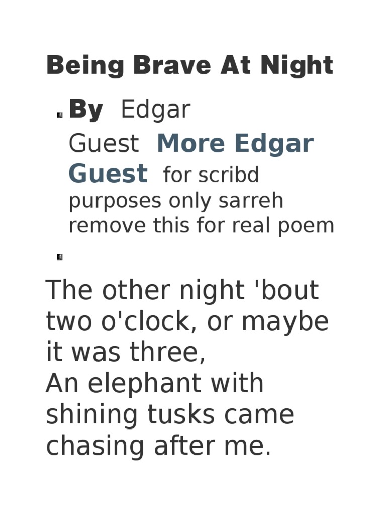 Being Brave at Night | PDF