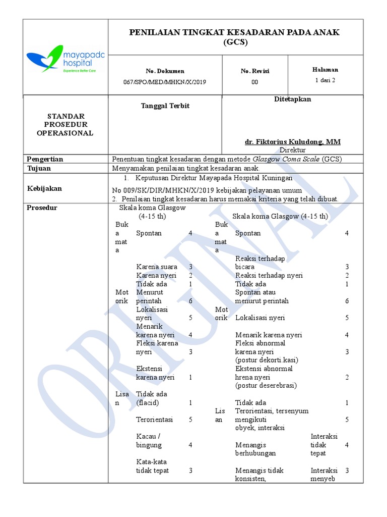A.med 067 - Penilaian Tingkat Kesadaran (Metode Glasgow Coma Scale ...