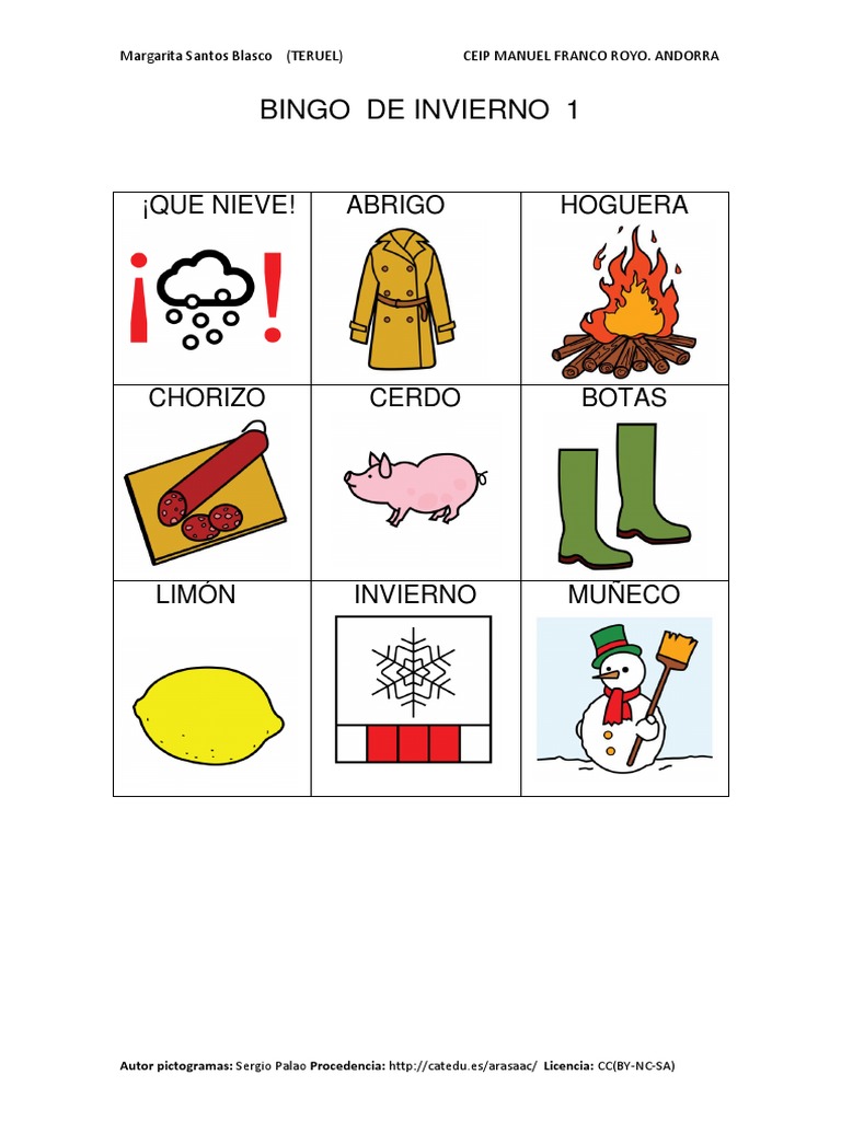 Bingo Invierno | PDF | Despensa | Carne