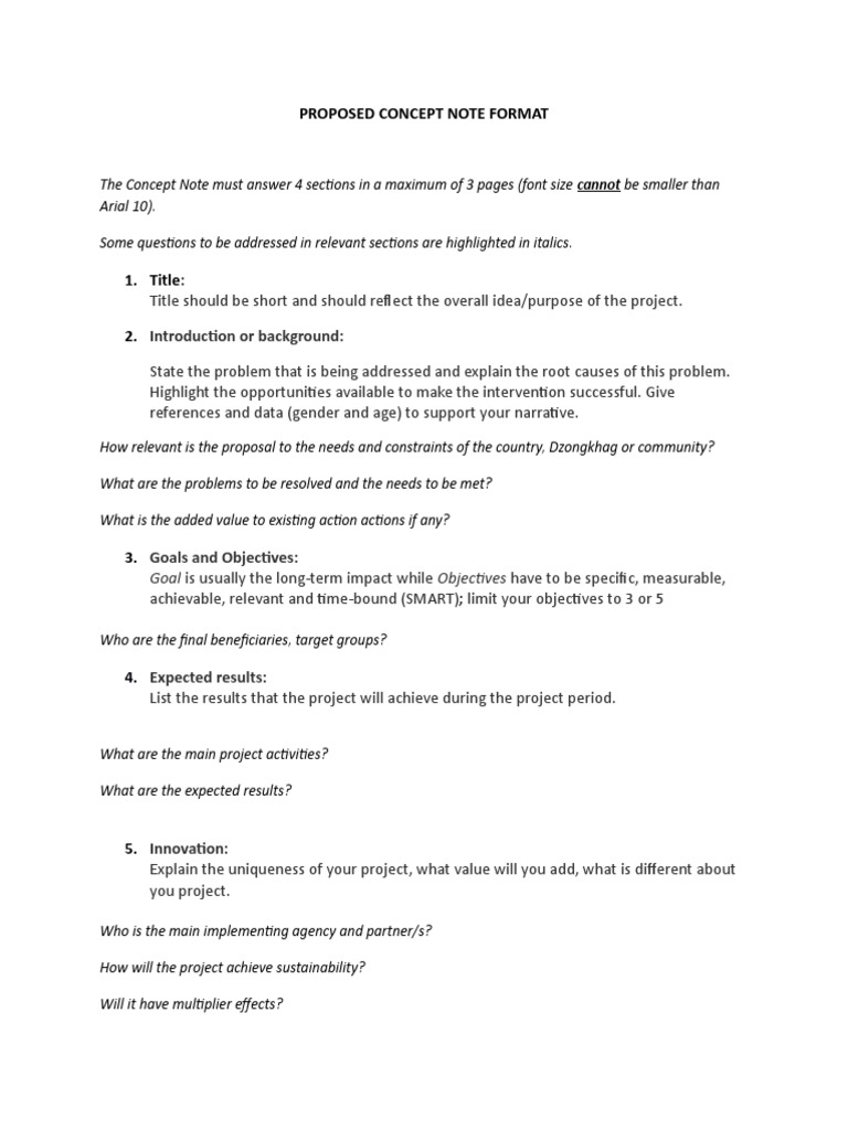 Concept Note Format