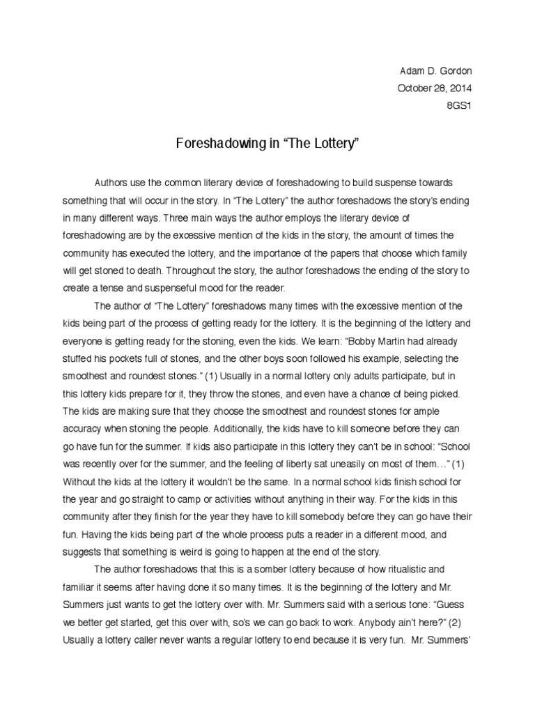 Foreshadowing The Lottery | PDF