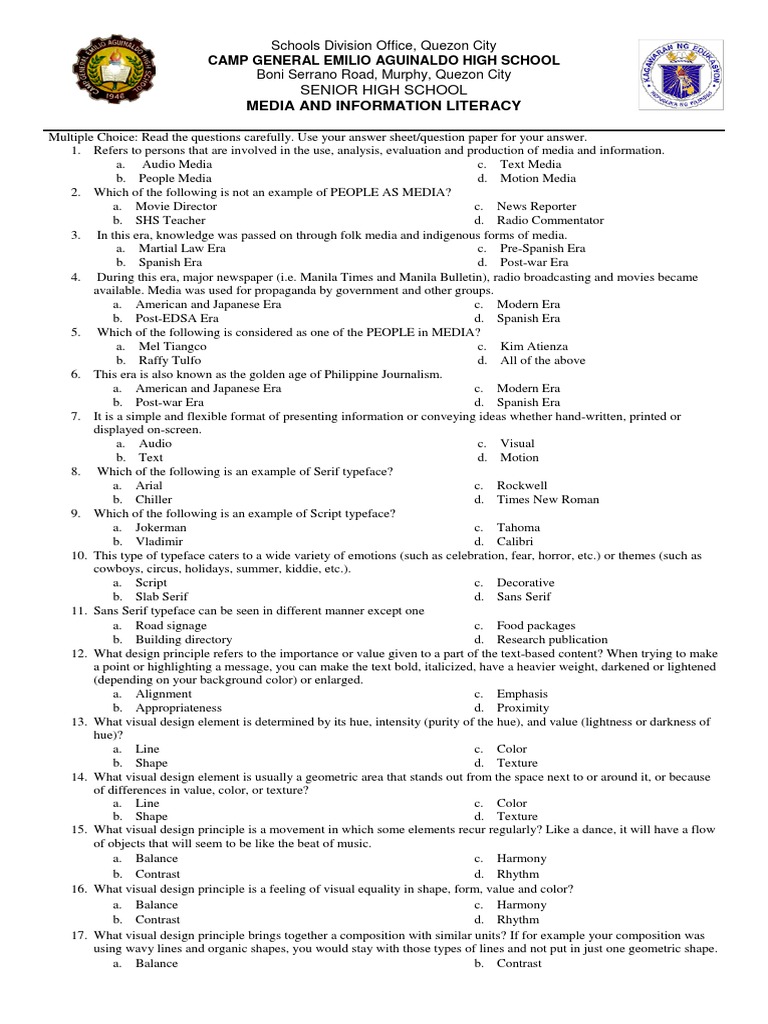 Summative Test-MIL2 | PDF | Mass Media | Facebook