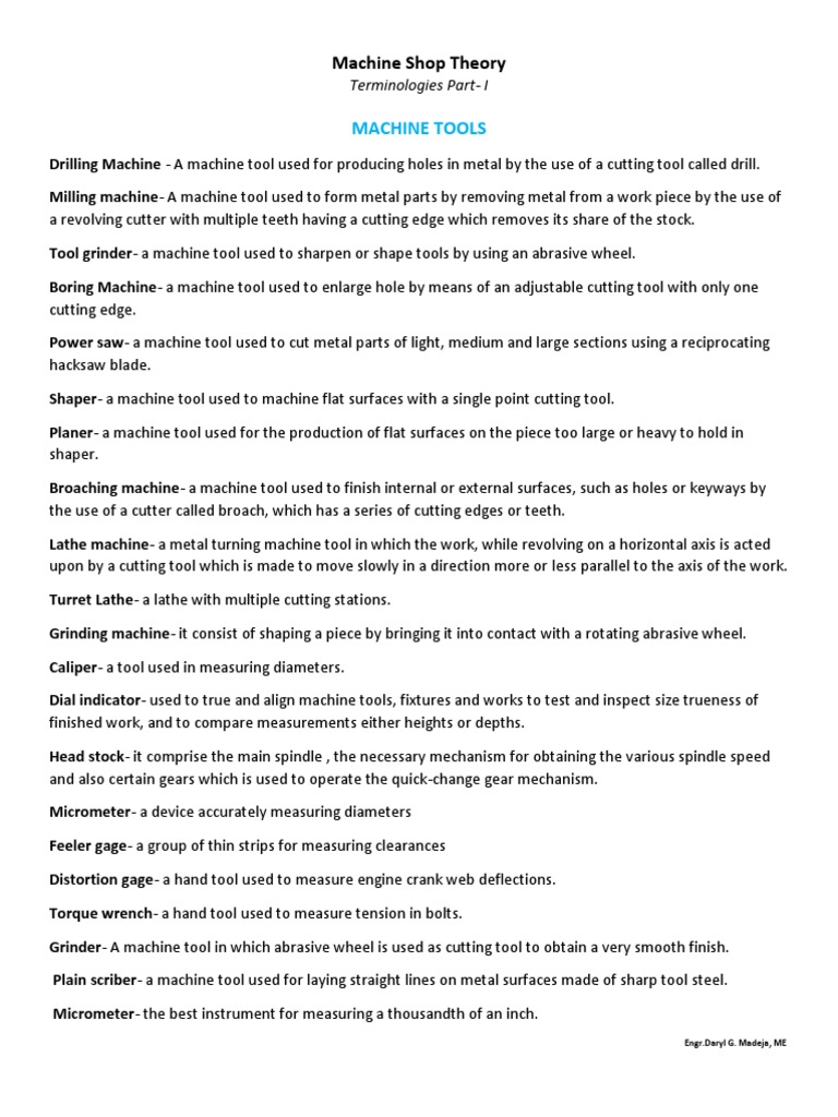 Machine Shop Theory | PDF | Machine Tool | Grinding (Abrasive Cutting)