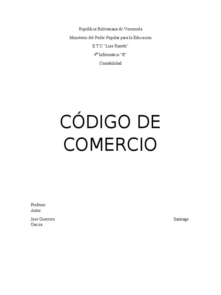 Anális Del Código de Comercio (Contabilidad Mercantil) | PDF ...
