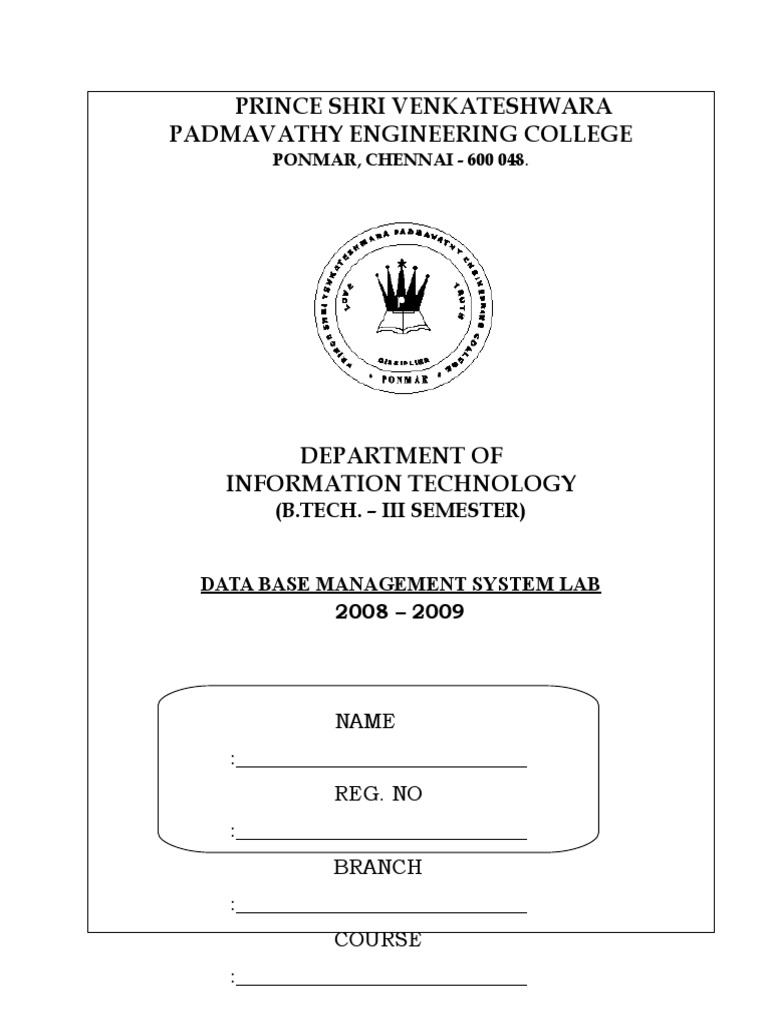 Title Page of DBMS Record | PDF | Computers