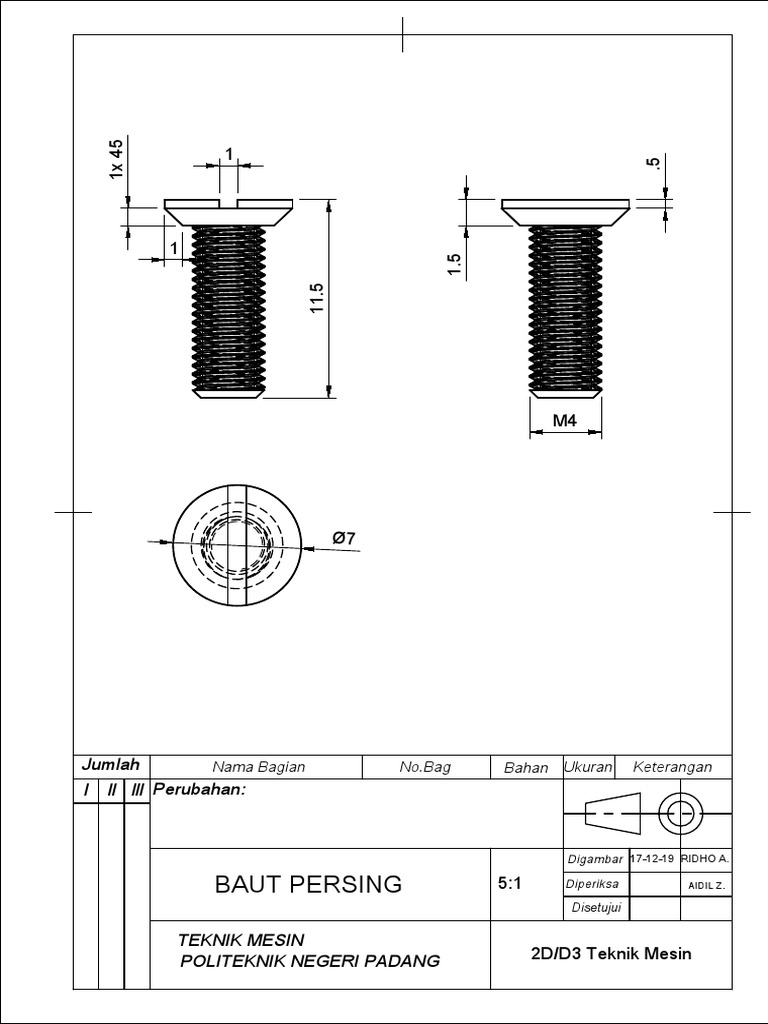 Baut Persing MIN Drawing v1-2 PDF | PDF